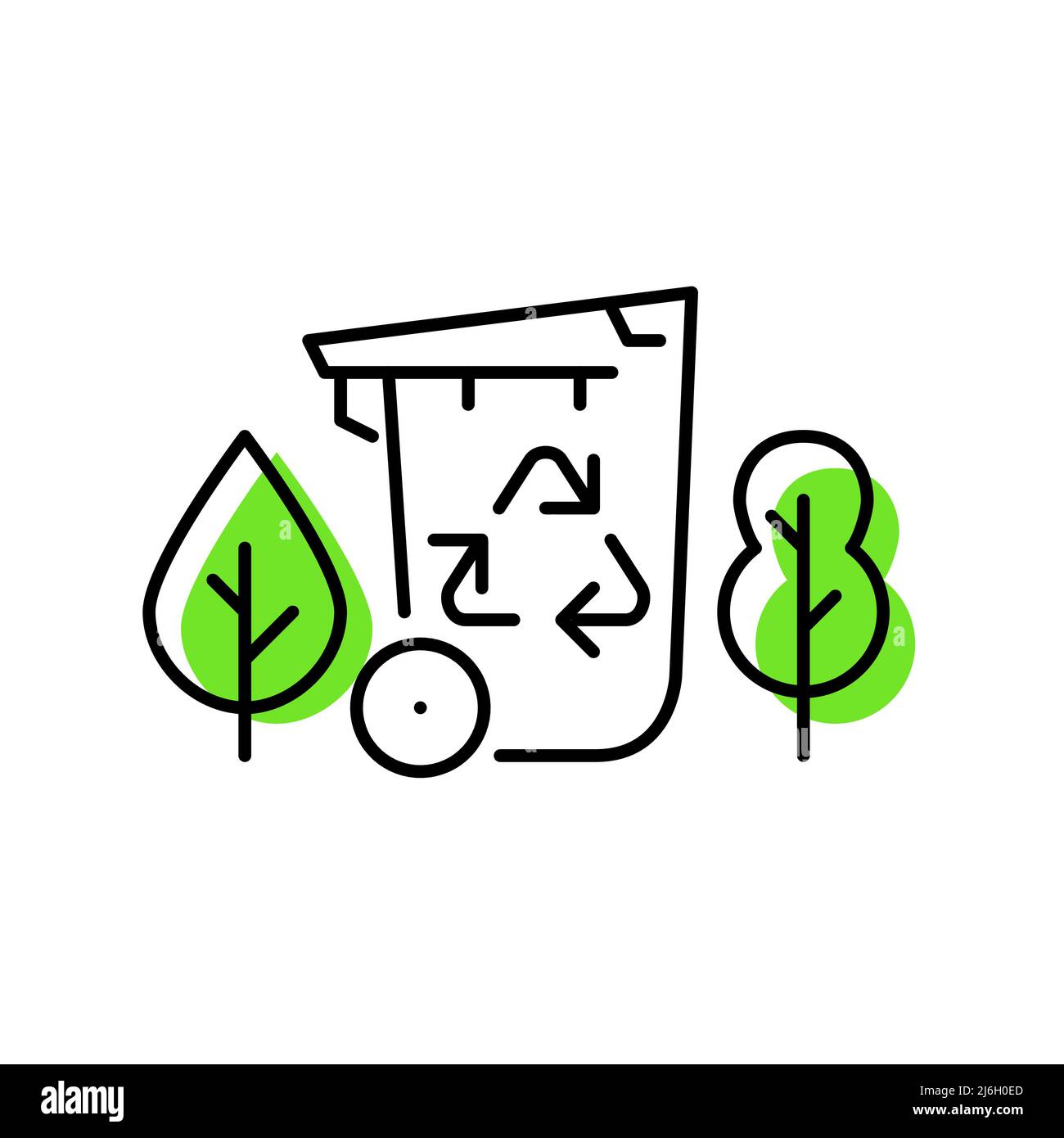 Green waste management. Recycling bin. Pixel perfect, editable stroke ...