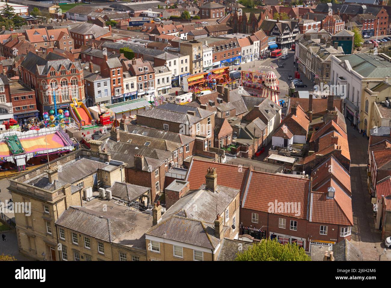Aerial view of the town center in Boston, Lincolnshire, UK Stock Photo ...