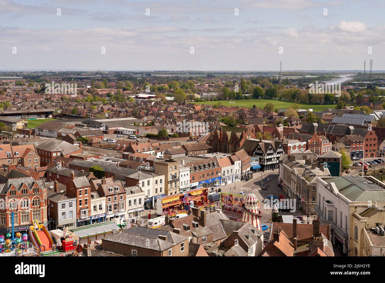 Aerial view of the town center in Boston, Lincolnshire, UK Stock Photo ...