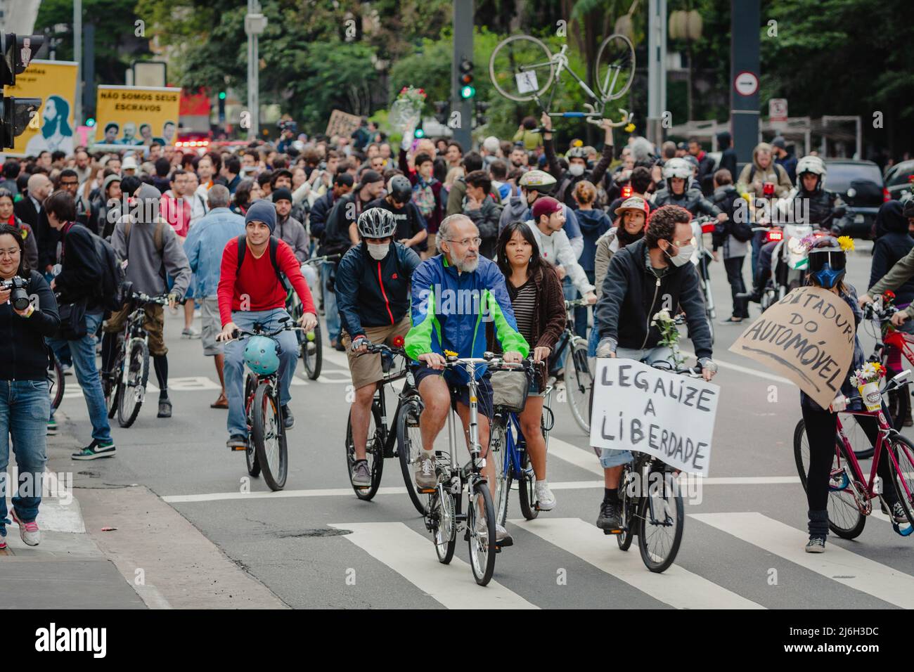 Sao Paulo, Brazil. 28th May, 2011. Demonstrators march along Paulista ...
