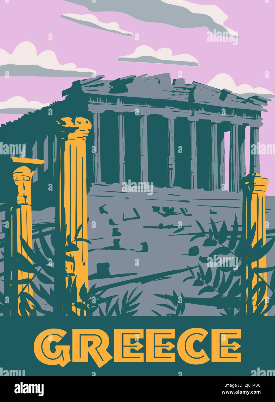 Greece Athens Poster Travel, columns ruins temple antique, old ...