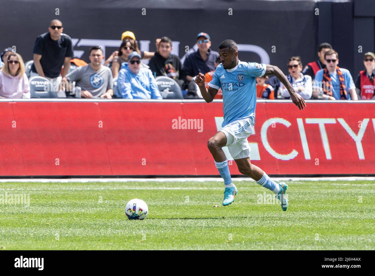 Talles Magno (43) of NYCFC controls ball during MLS regular season game ...