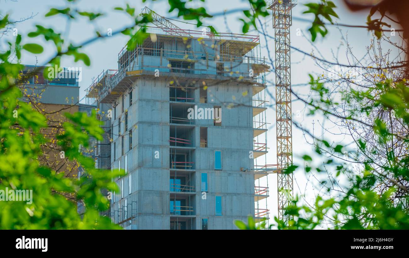 Construction of a high skyscraper close to Tivoli in Ljubljana.Modern ...