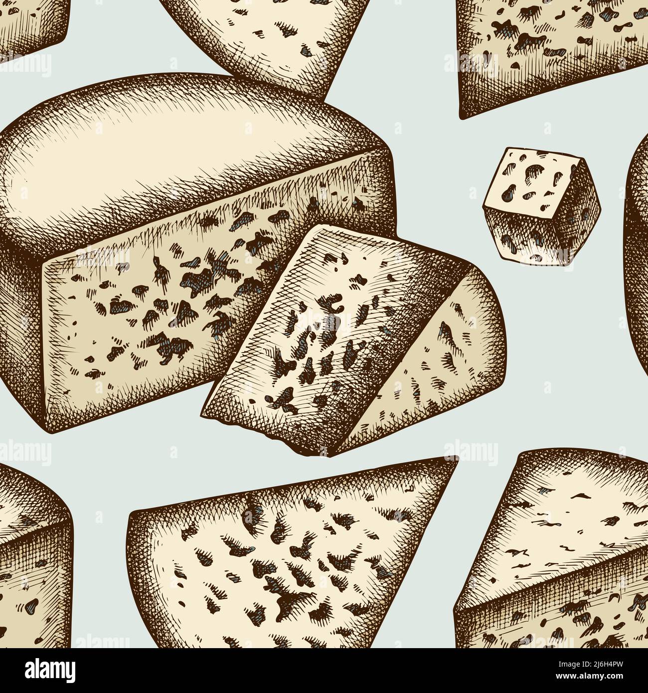 Cheese seamless pattern background design. Engraved style. Hand drawn ...