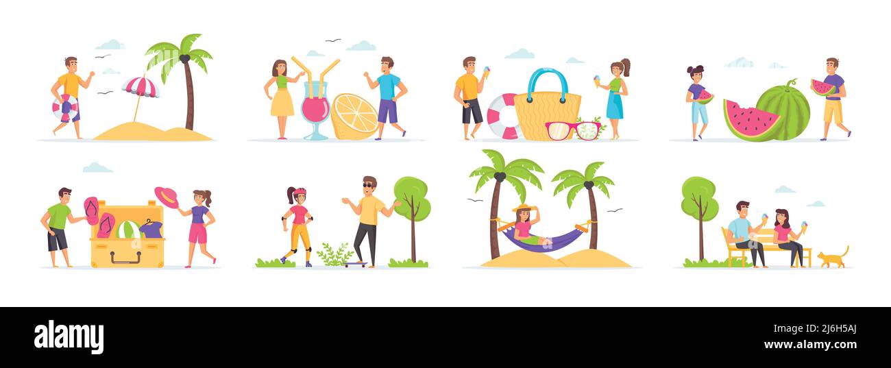 Family eating ice cream beach Stock Vector Images - Alamy