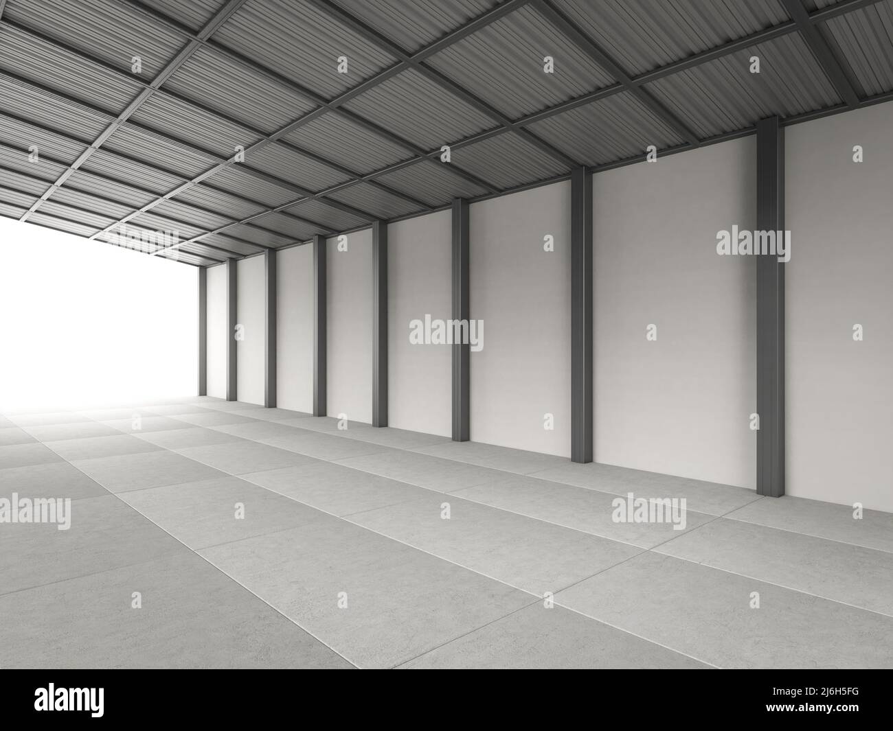 3d rendering empty factory or warehouse space for rent Stock Photo - Alamy