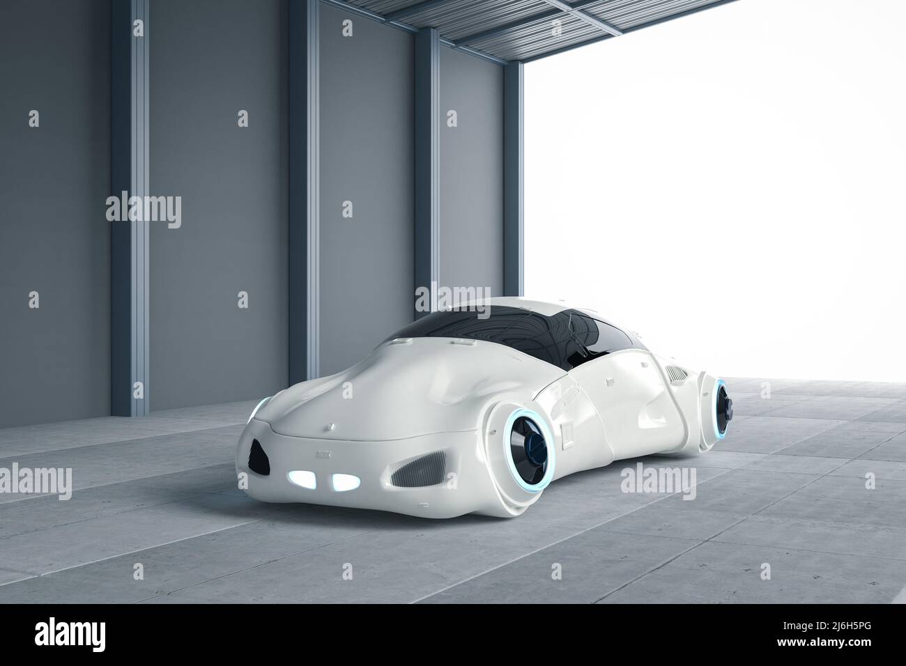 3d rendering driverless car or autonomous car parking Stock Photo - Alamy