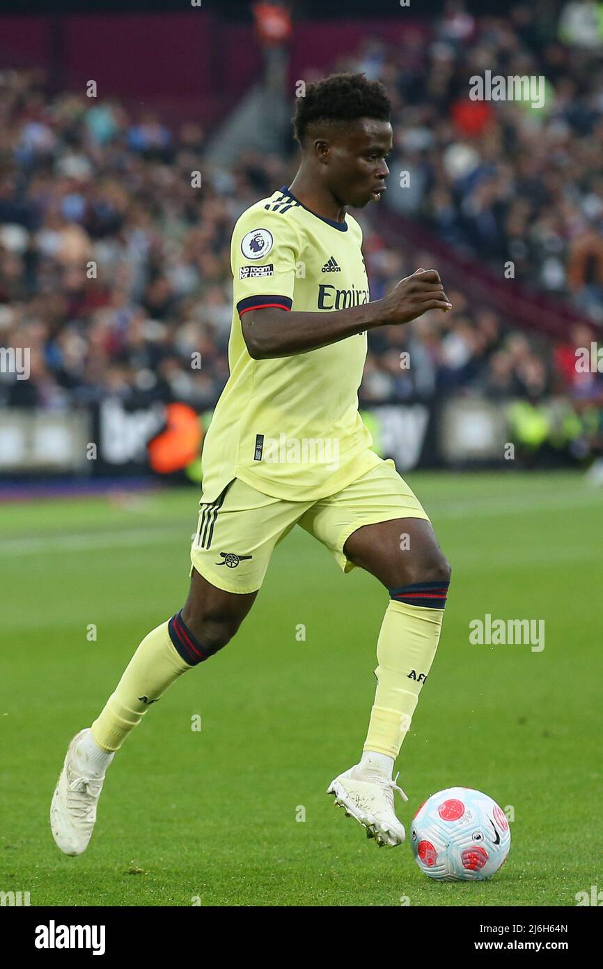 Bukayo Saka #7 of Arsenal on the ball Stock Photo - Alamy