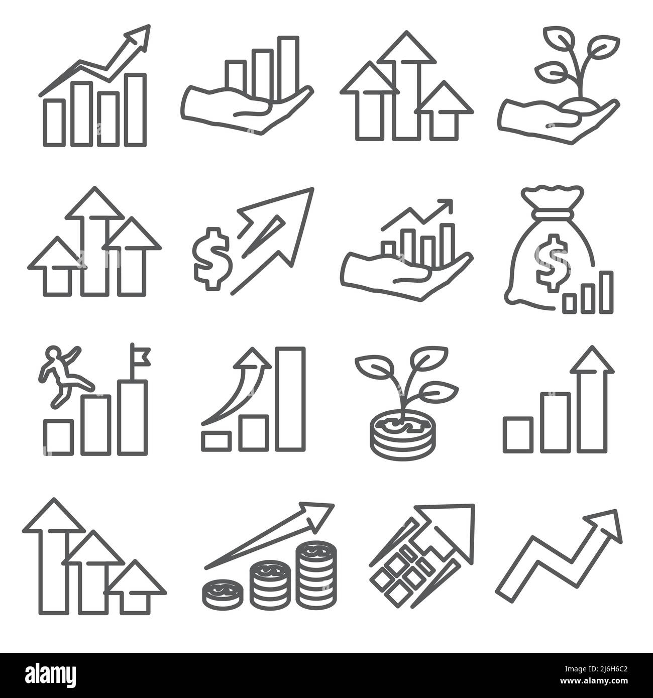 Growth line icons set on white background Stock Vector Image & Art - Alamy