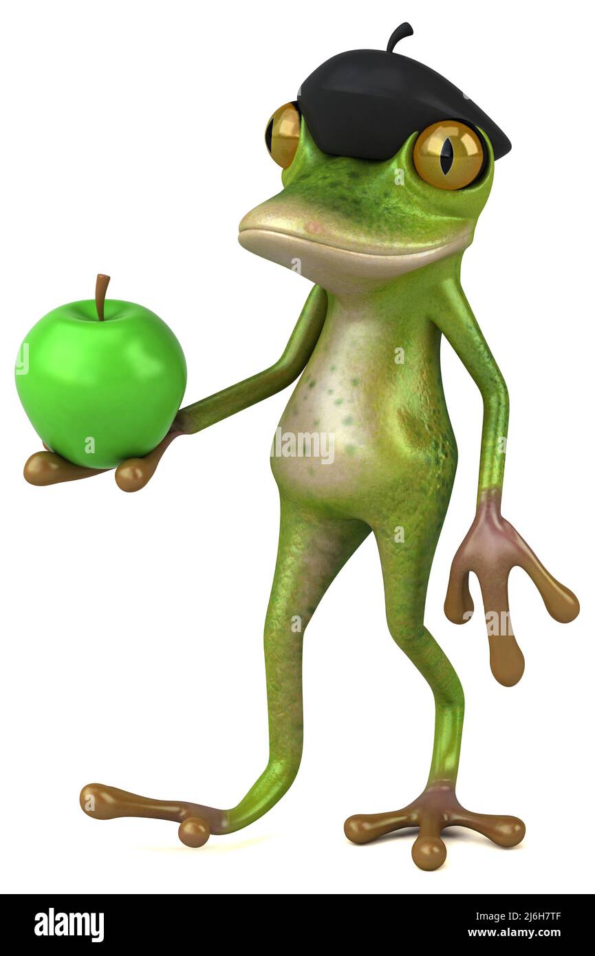 Fun french frog - 3D Illustration Stock Photo - Alamy