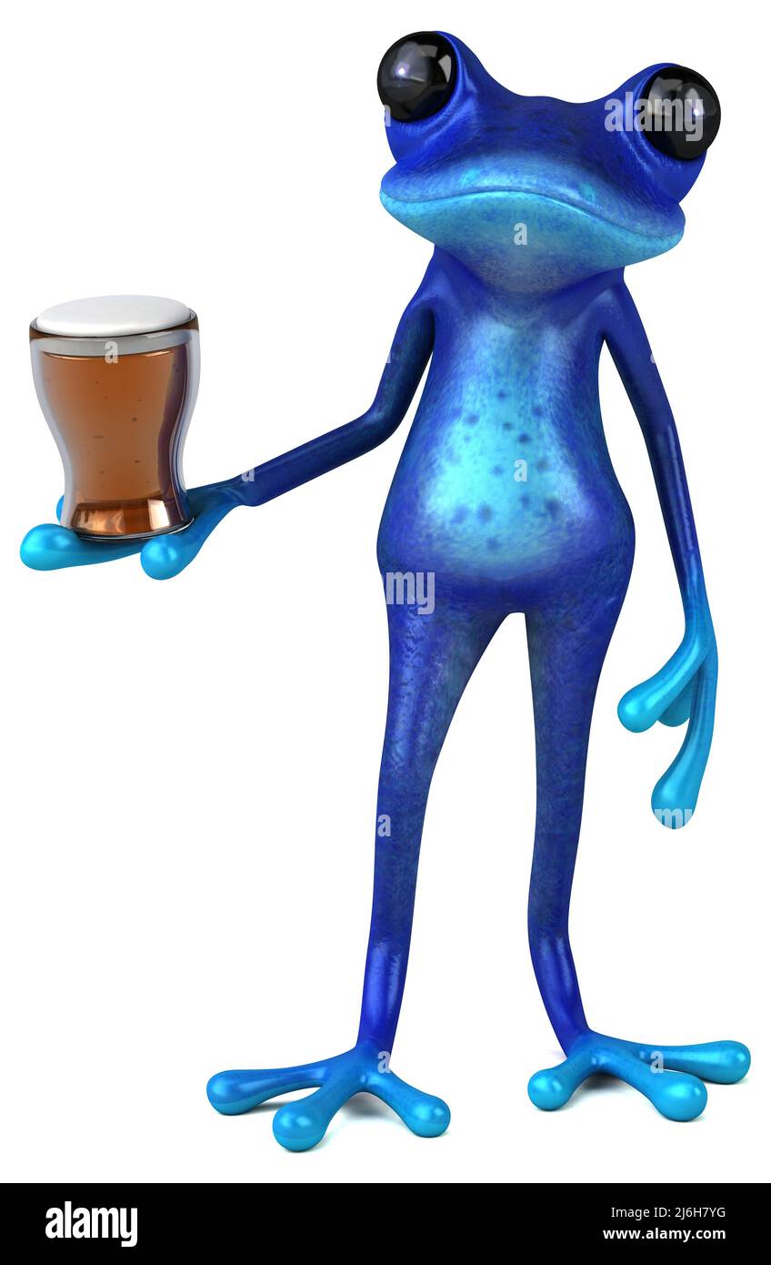 Fun blue frog - 3D Illustration Stock Photo - Alamy
