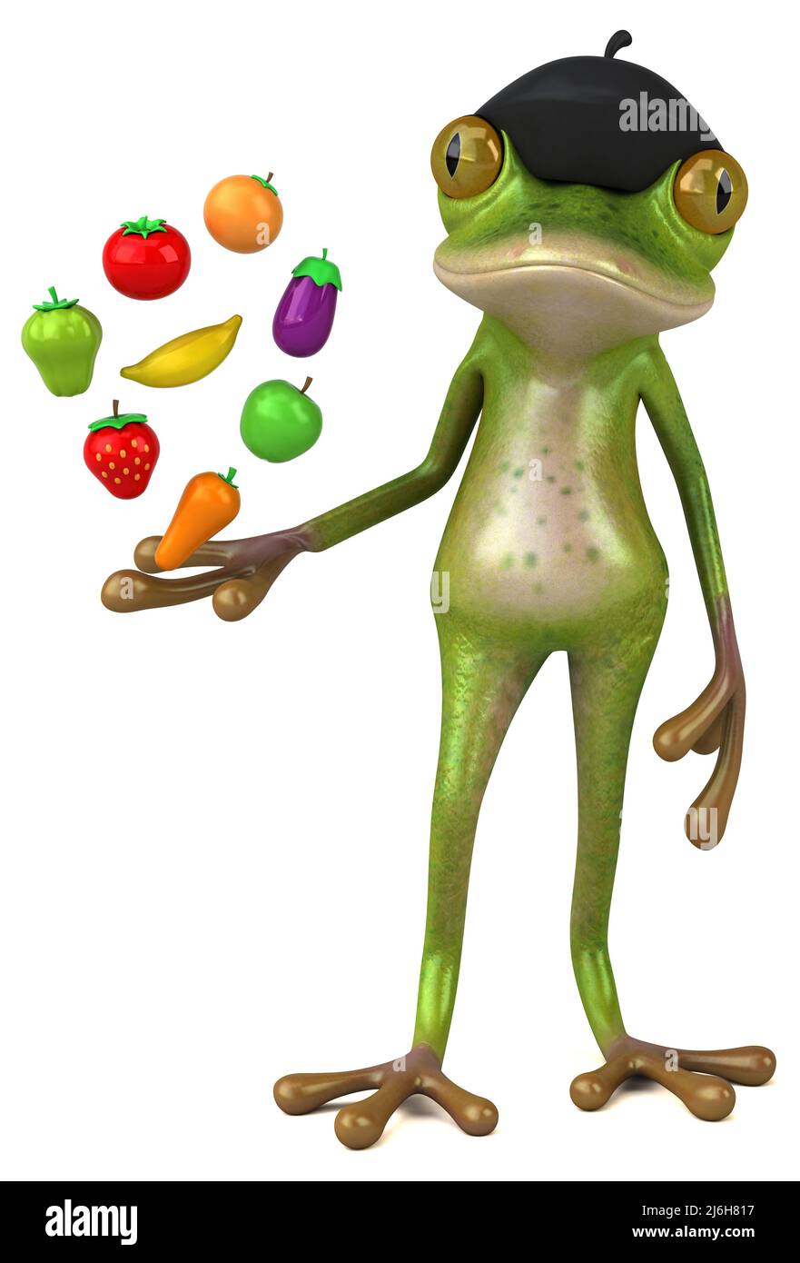 Fun french frog - 3D Illustration Stock Photo - Alamy