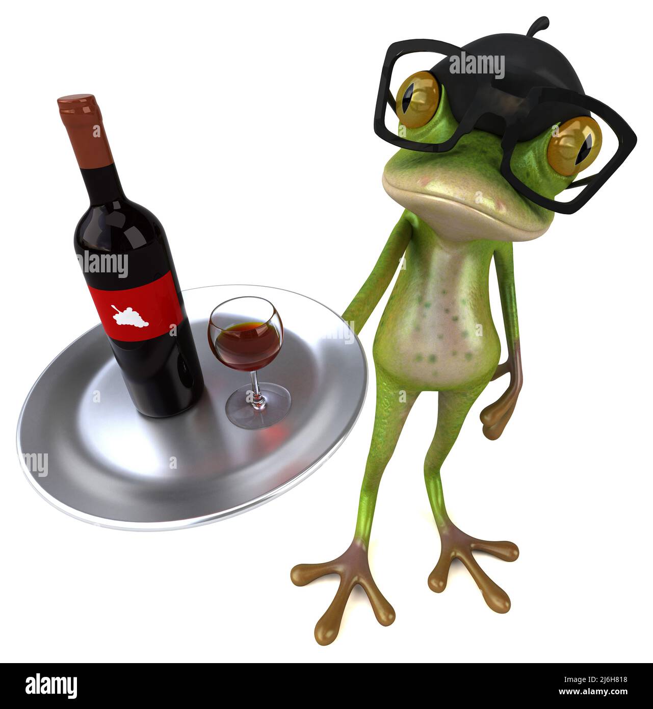 Fun french frog - 3D Illustration Stock Photo - Alamy
