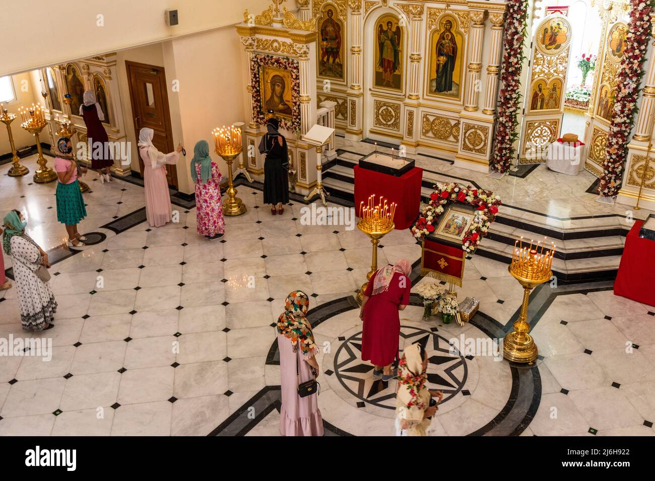 Sharjah, UAE - 04.24.2022 - Parishioners gathering at Sharjah russian ...
