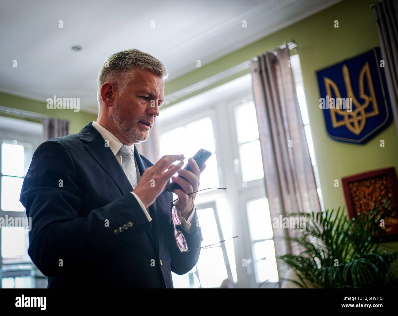 27 April 2022, Berlin: Andrij Melnyk, Ukraine's ambassador to Germany ...