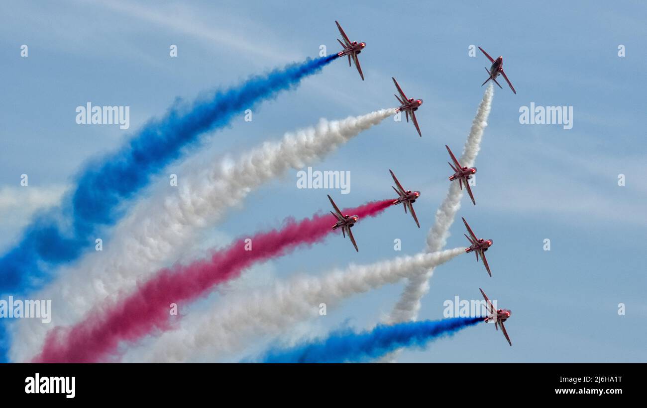 RAF Red Arrows Display Team Stock Photo - Alamy