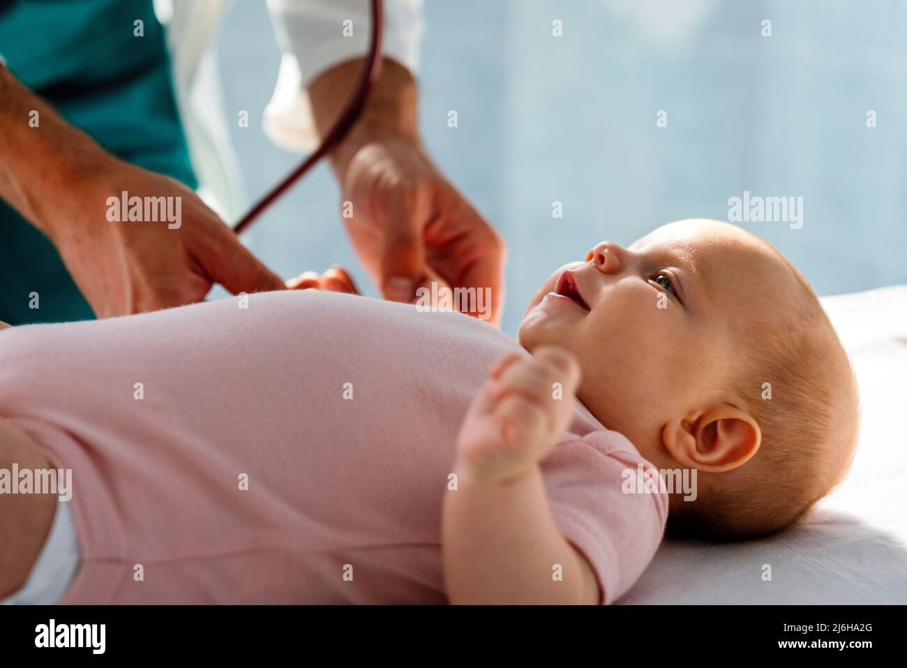 Pediatric doctor exams little baby. Health care, medical examination ...