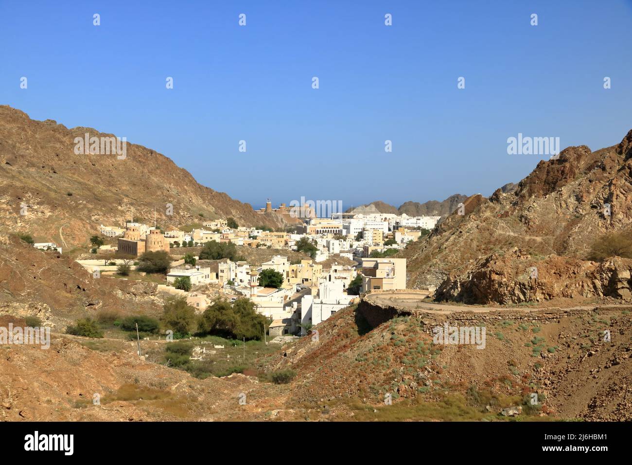 Old city of Muscat is separated from the rest of modern Muscat by ...