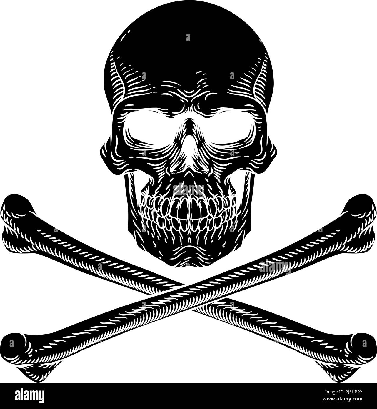 Skull And Crossbones Cross Bones Vintage Woodcut Stock Vector Image ...