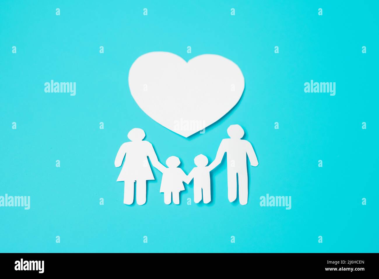 Happy Family day. paper shape cutout with Father, Mother, Children and ...