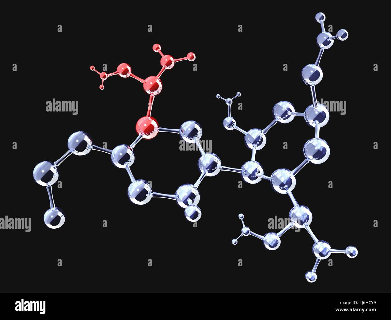 Models of abstract molecular structure with defective part. Atom model ...