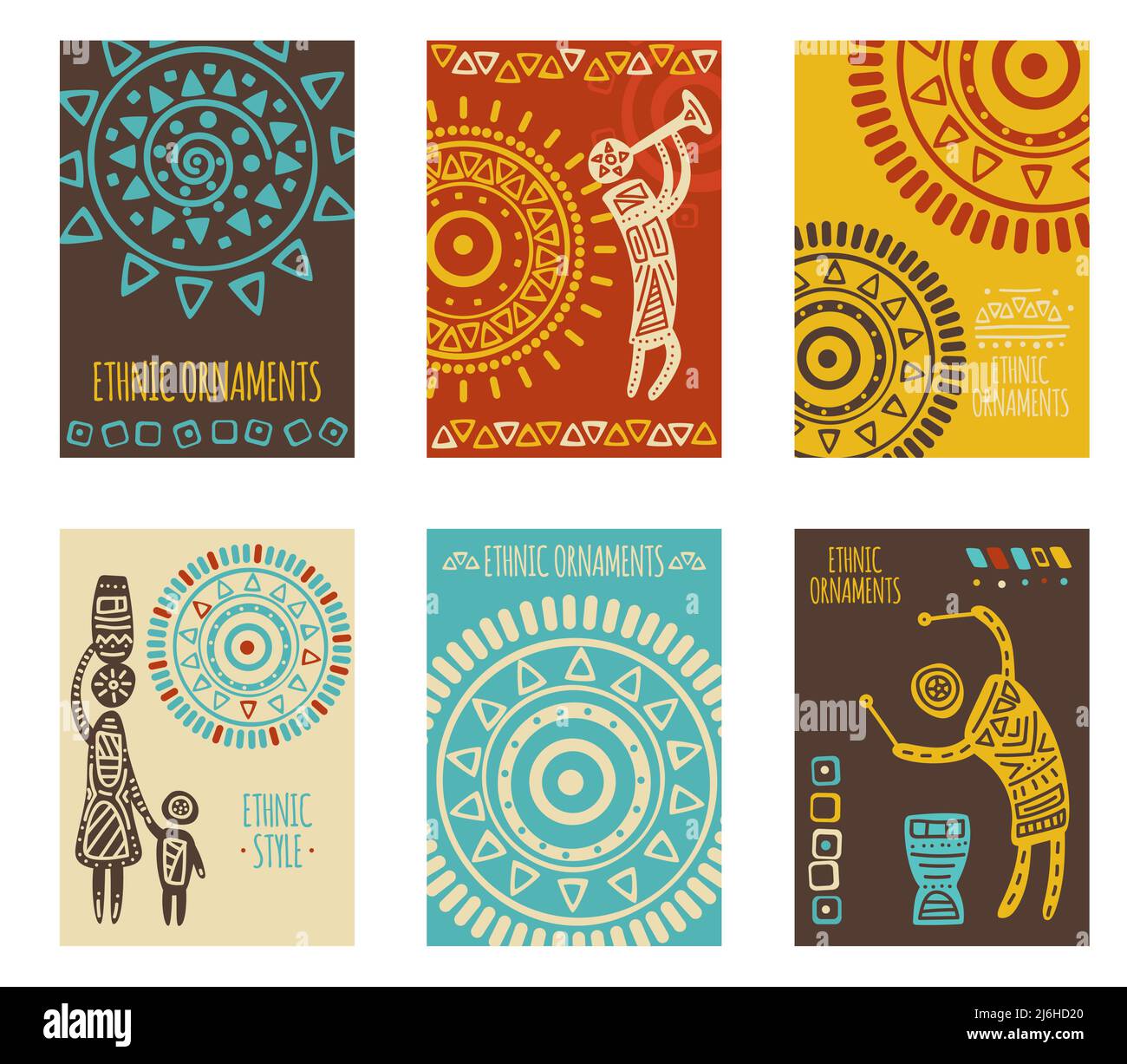 Set of ethnic banner, background, flyer, placard with tribal ornaments ...