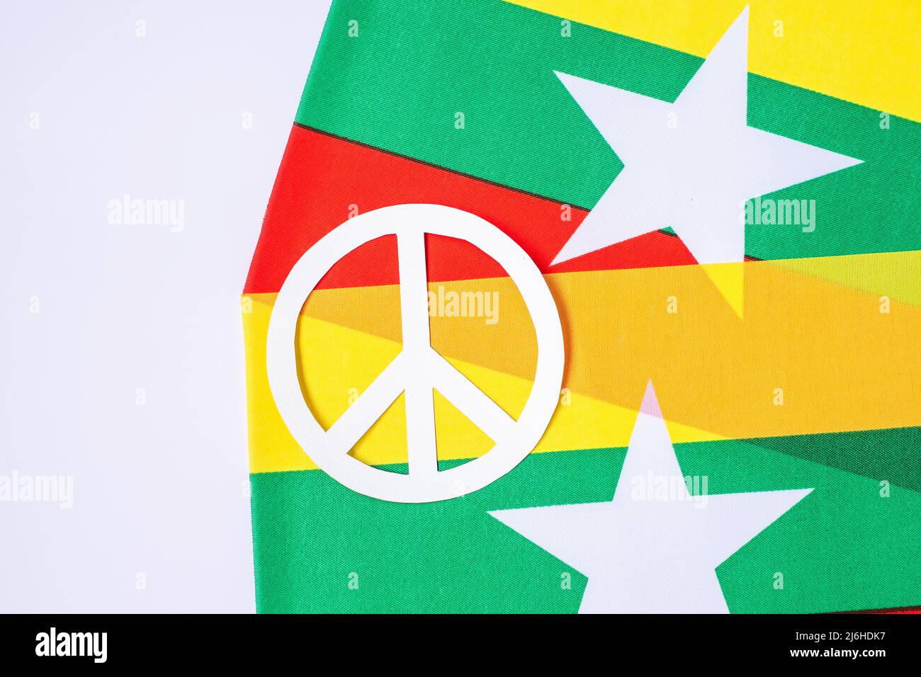 Support for Myanmar people, peace dove with flag of Myanmar. Freedom ...