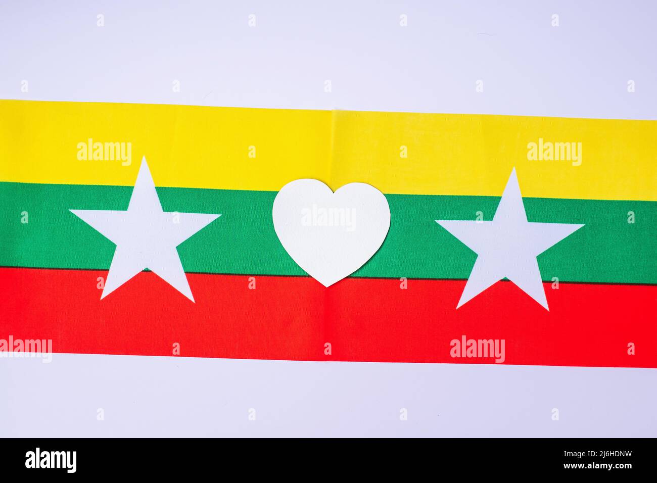 Support for Myanmar people, peace dove with flag of Myanmar. Freedom ...