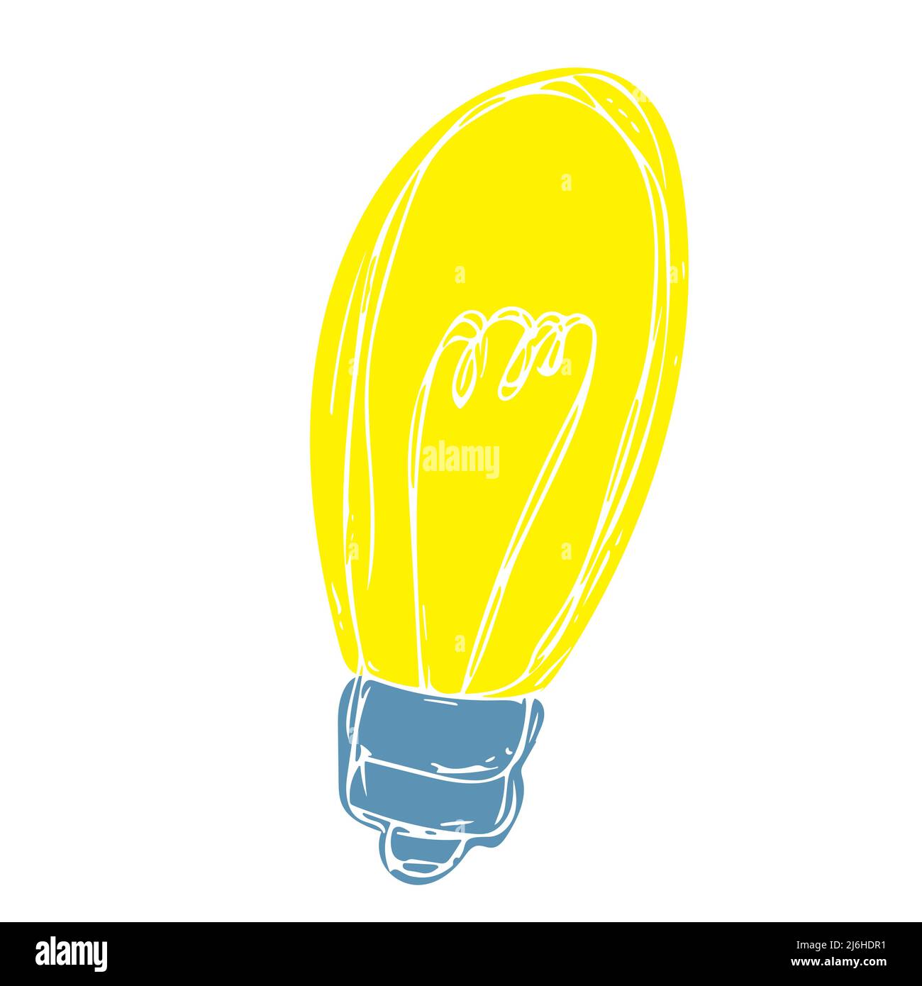 Vector hand drawn colored shining bulb isolated on white background ...