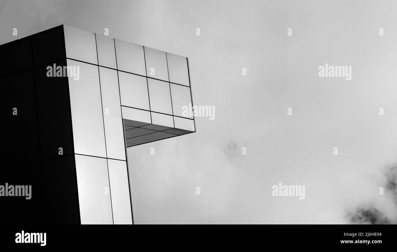 Fragment metal facade. Commercial office buildings. Abstract modern ...