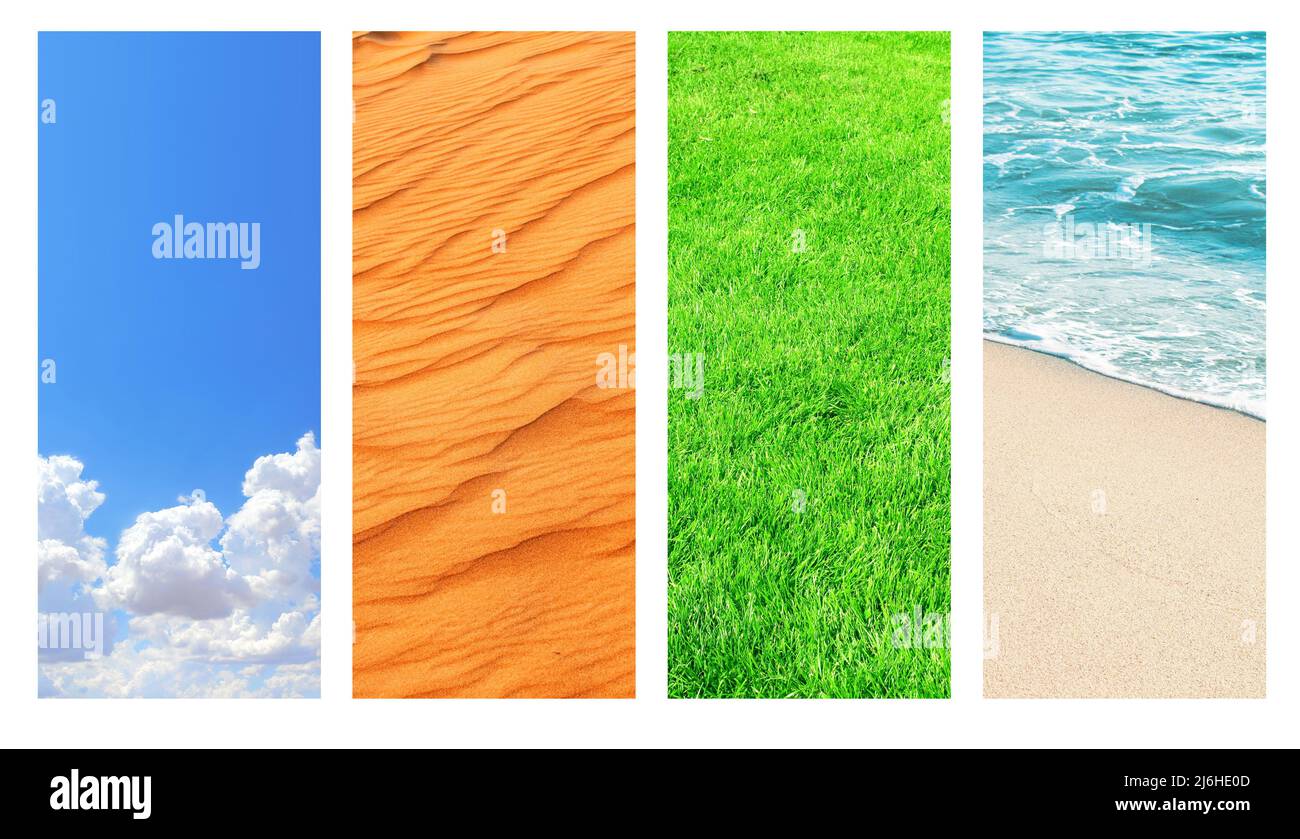 Collection of vertical banners with nature elements - water; ground and ...