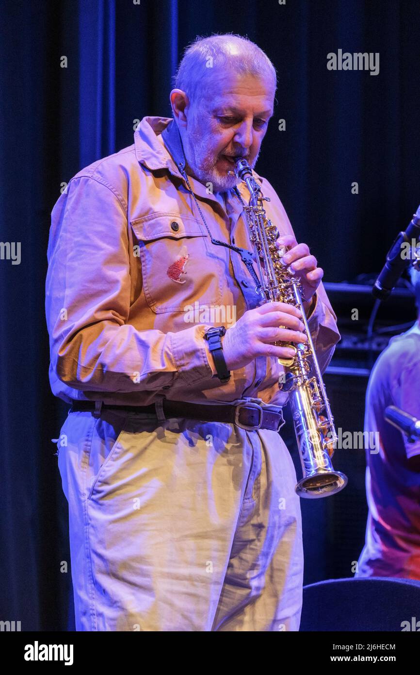 Saxophonist, Paul Dunmall performs in the Parabola Arts Centre during the Cheltenham Jazz ...