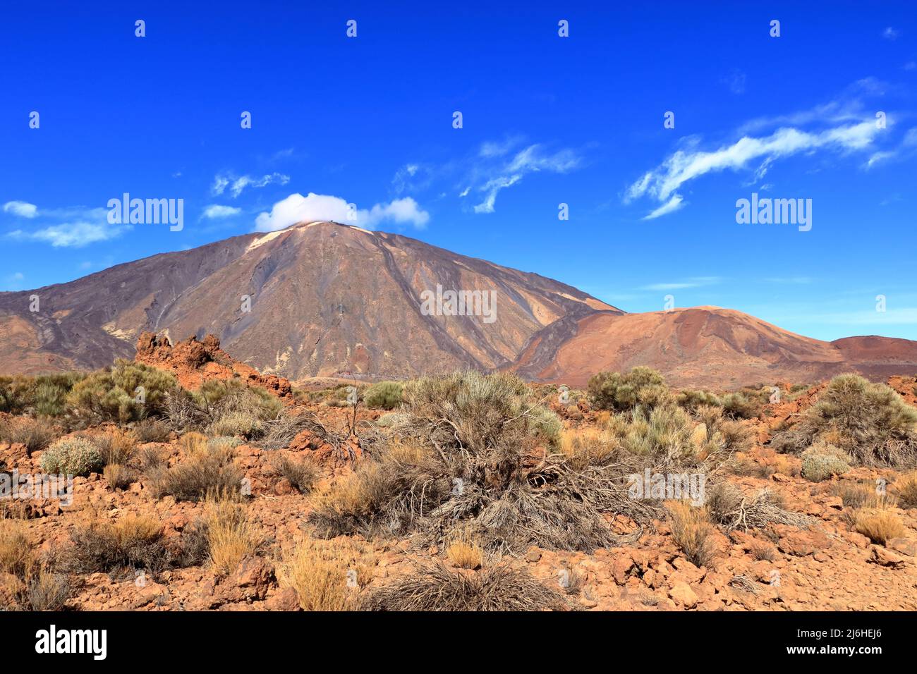 Panorama view on island of Tenerife to volcano Pico del Teide Stock ...