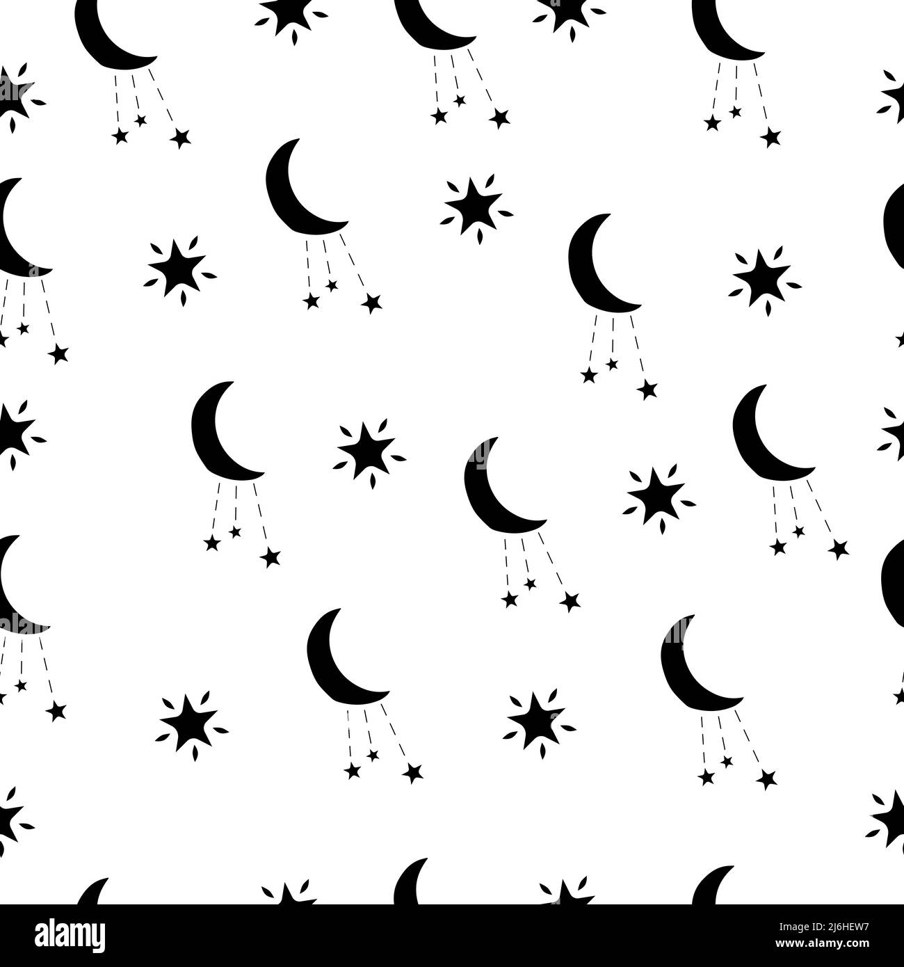 Seamless pattern with stars and moons. Magic symbols of astology and ...