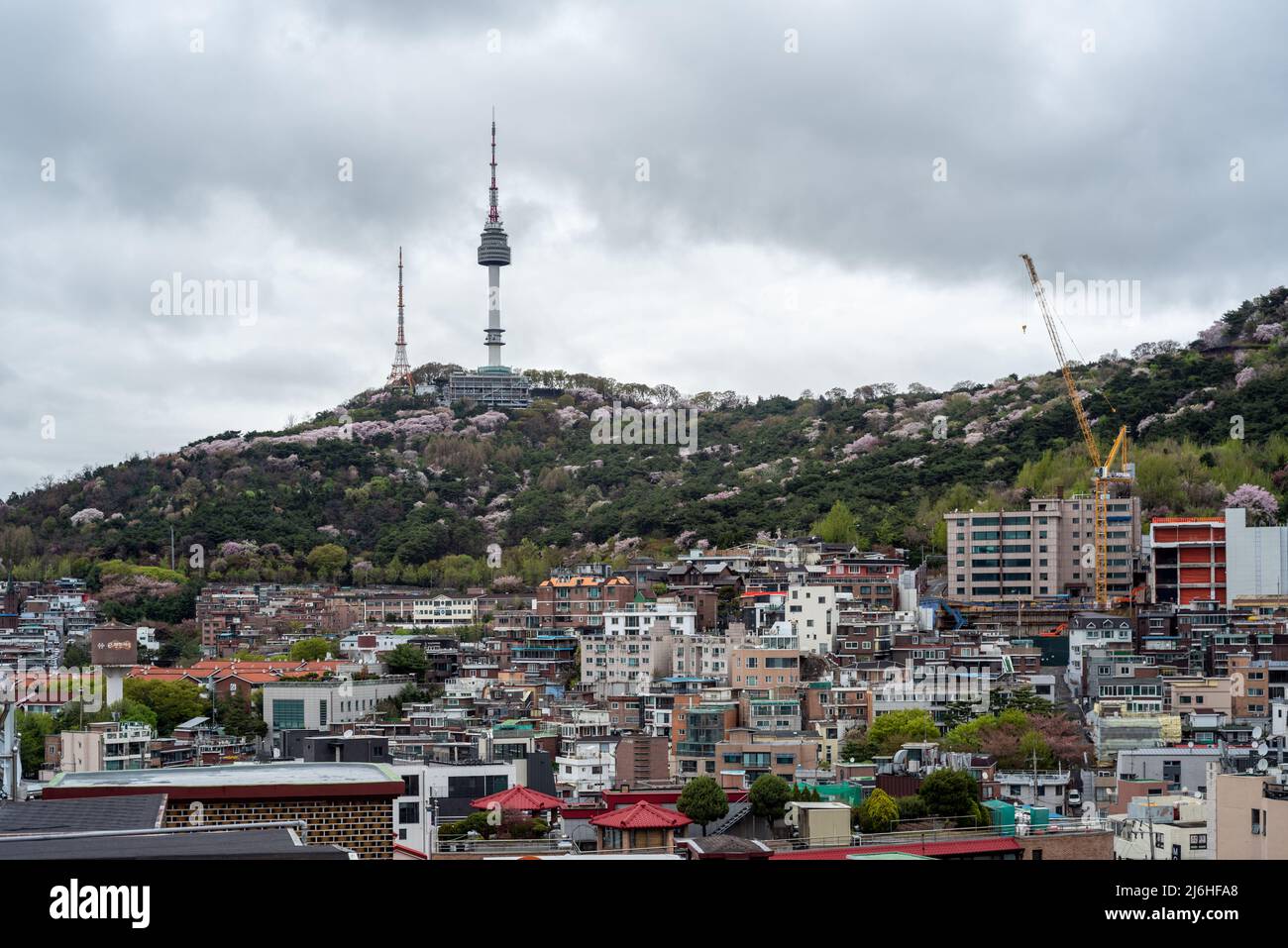 Itaewon district and Namsan Tower in Yongsan, Seoul, South Korea on ...