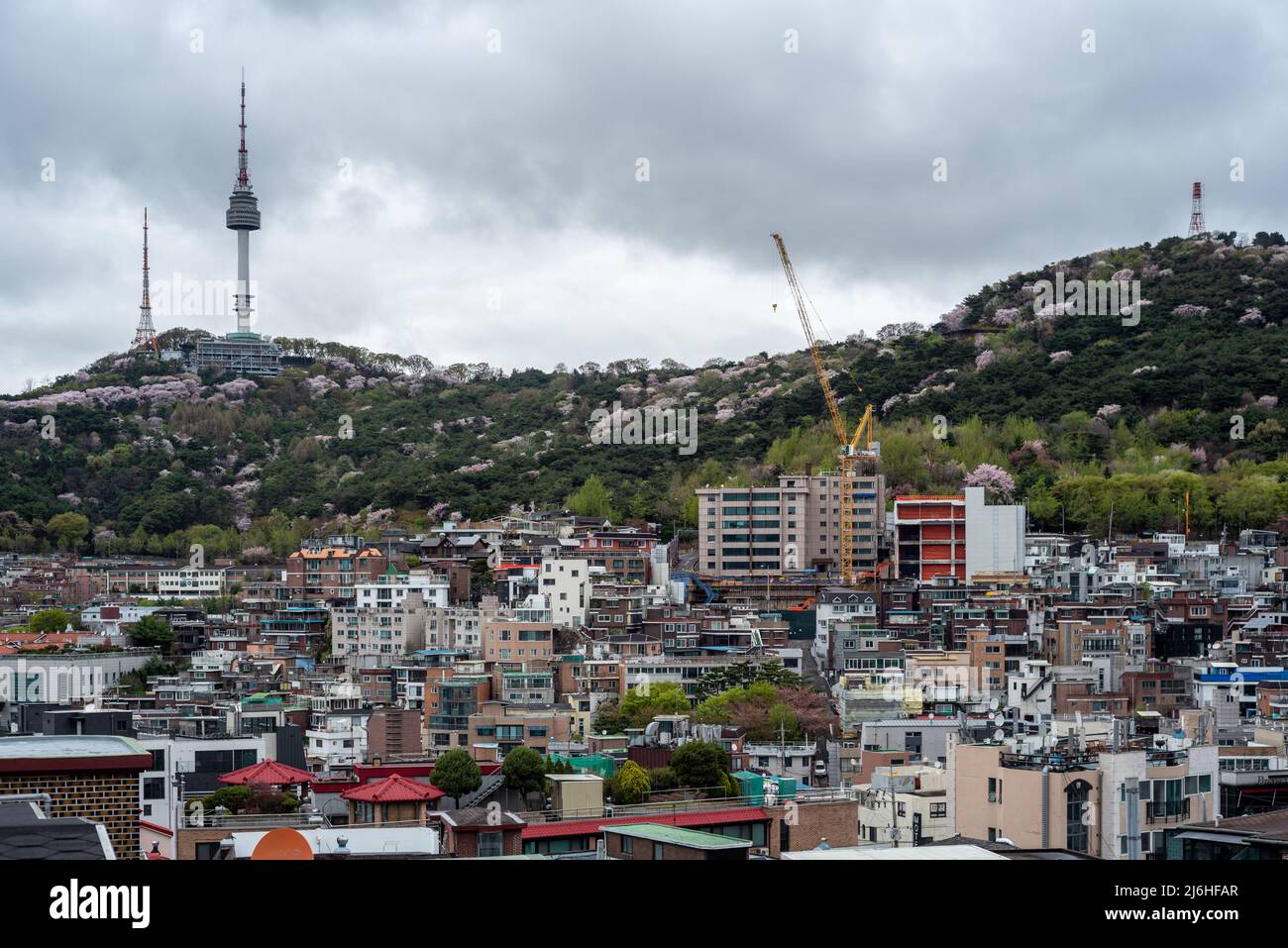 Itaewon district and Namsan Tower in Yongsan, Seoul, South Korea on ...
