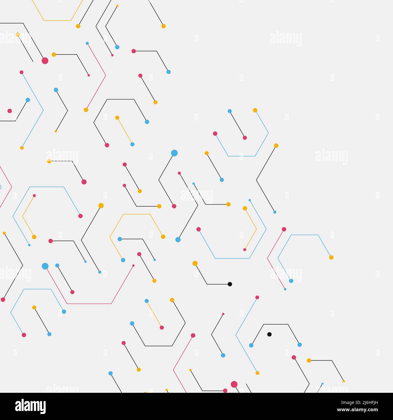 Geometric lines and dots. Modern hexagon background. Connection vector ...