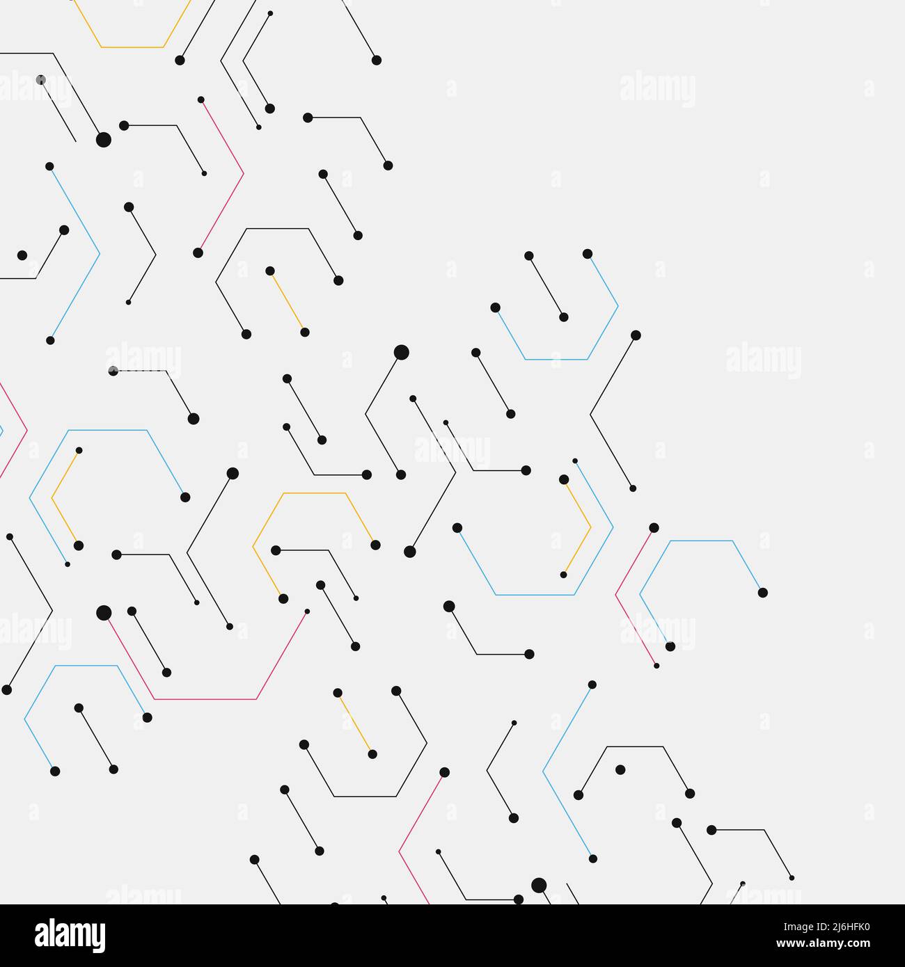 Geometric lines and dots. Modern hexagon background. Connection vector ...
