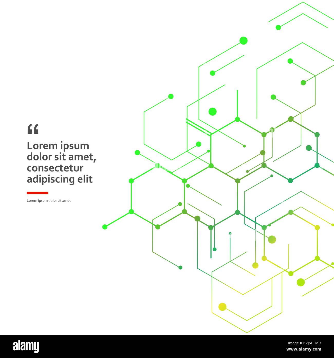 Vector illustration green connect hexagons connect abstract background. Technology dots and ...