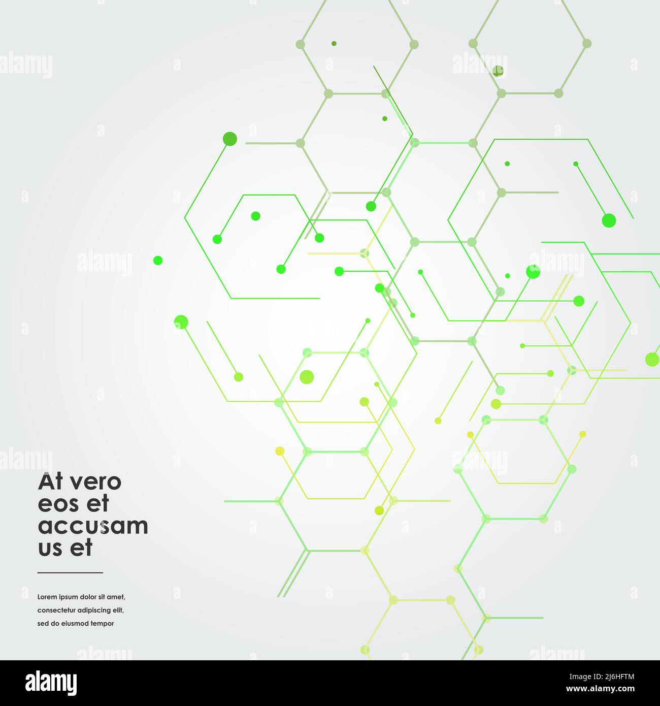 Vector illustration green connect hexagons connect abstract background. Technology dots and ...