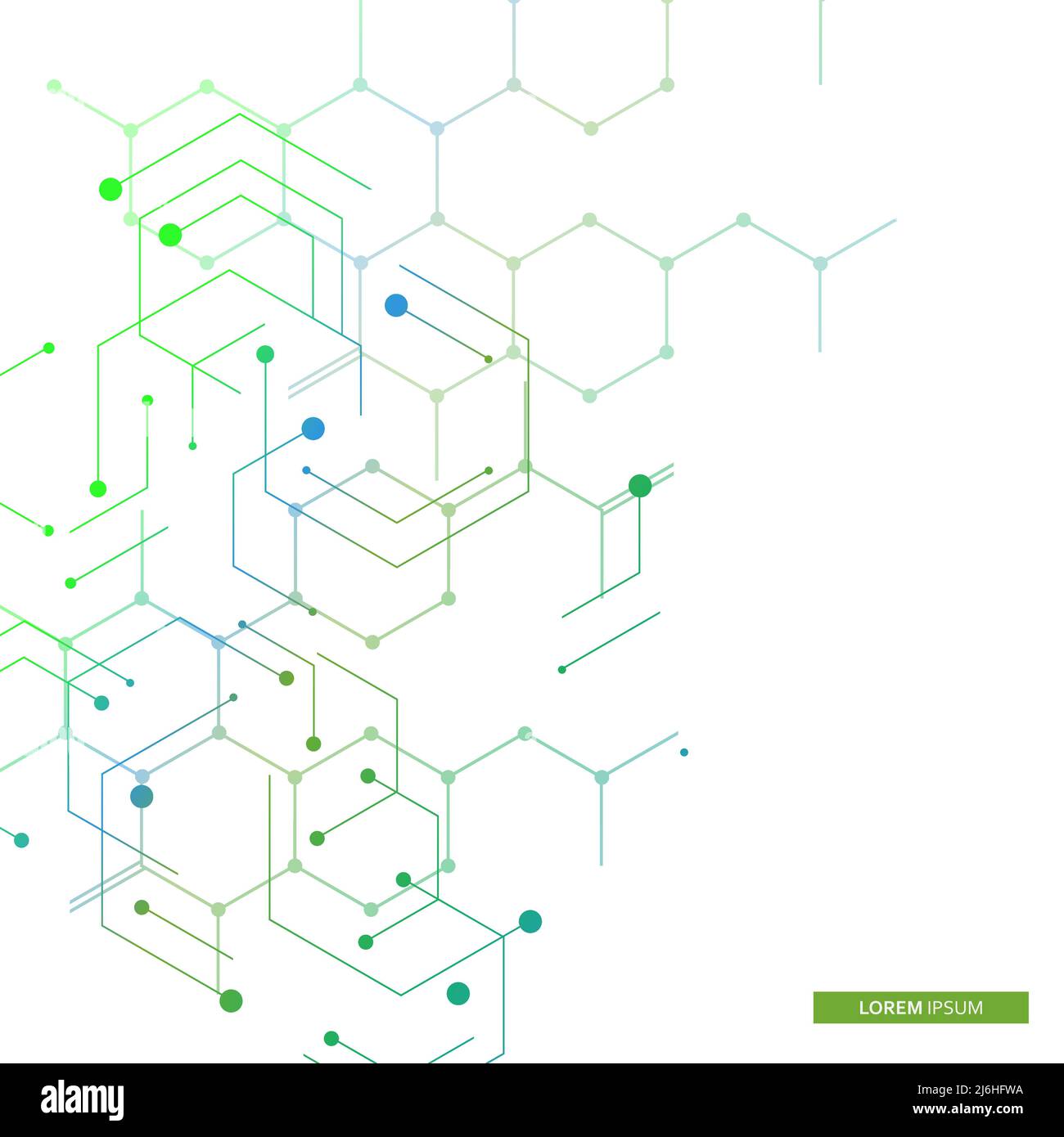 Vector illustration green connect hexagons connect abstract background. Technology dots and ...