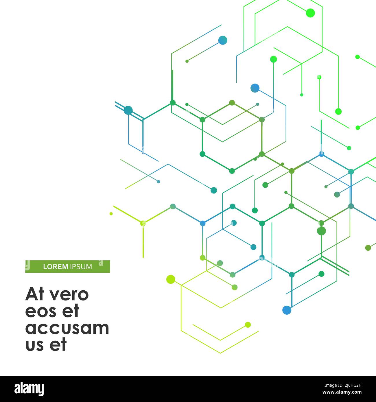 Vector illustration green connect hexagons connect abstract background. Technology dots and ...