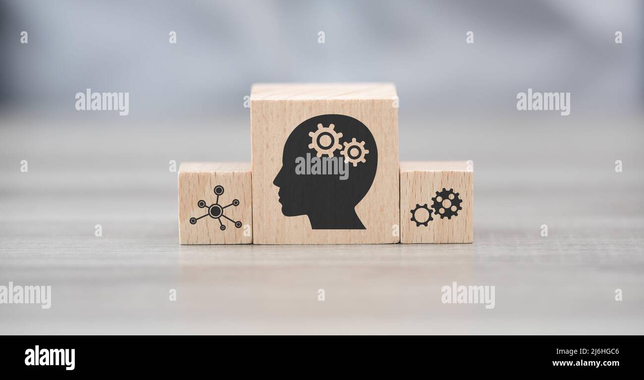 Wooden blocks with symbol of skills concept Stock Photo - Alamy