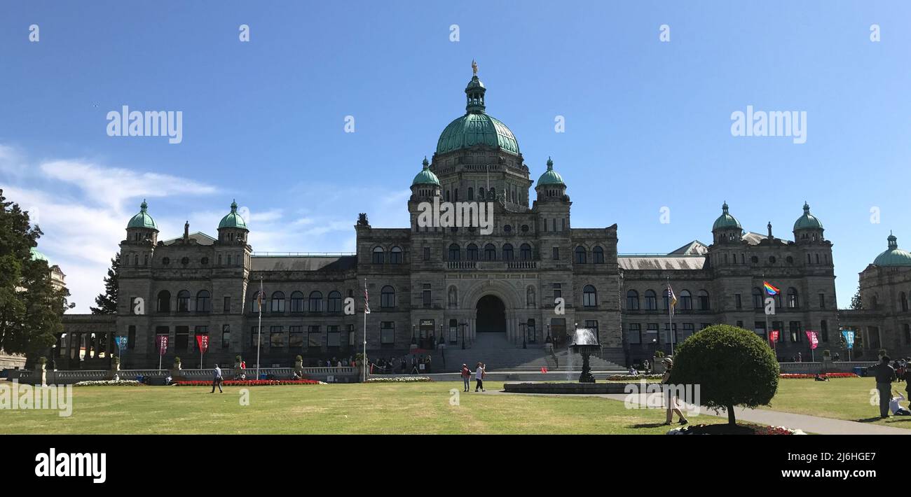 Panorama view of Parliament house at Victoria Island, BC Canada Stock ...