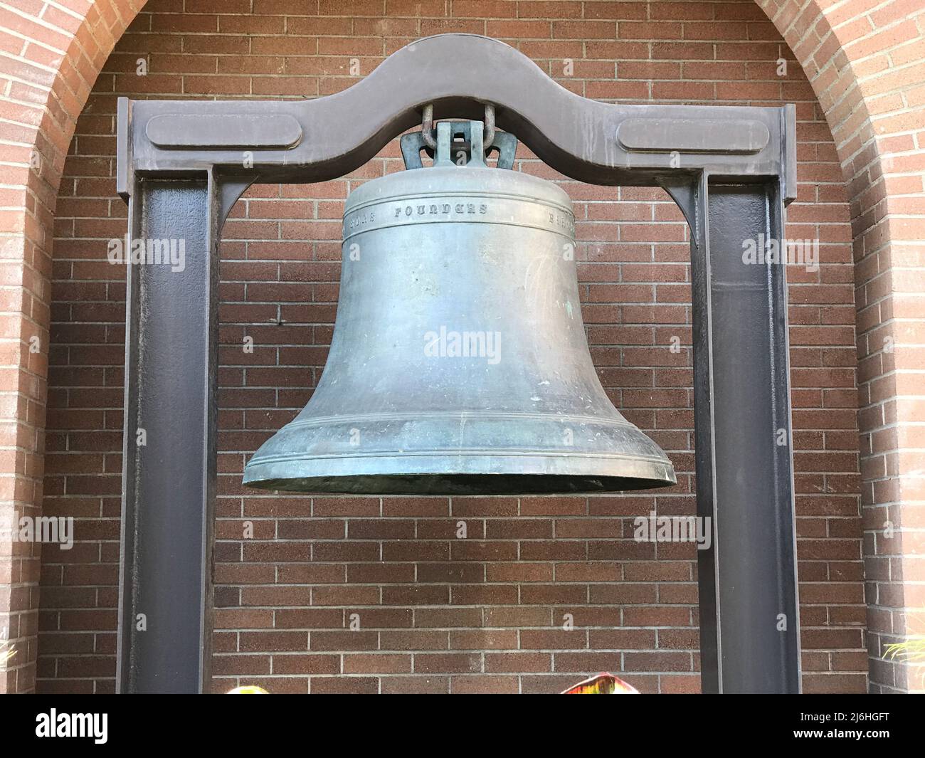 Bell in front of Parliament house at Victoria Island BC Canada Stock ...
