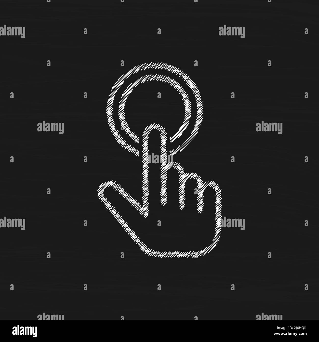 Round button white sketch vector icon. Cursor pointer symbol, logo ...