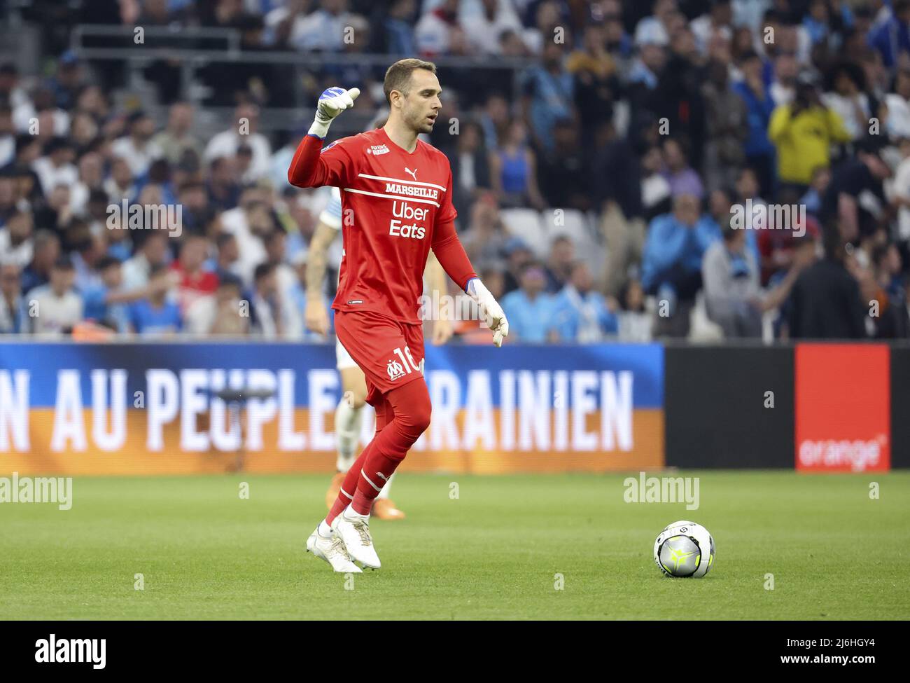 Goalkeeper of Marseille Pau Lopez during the French championship Ligue ...