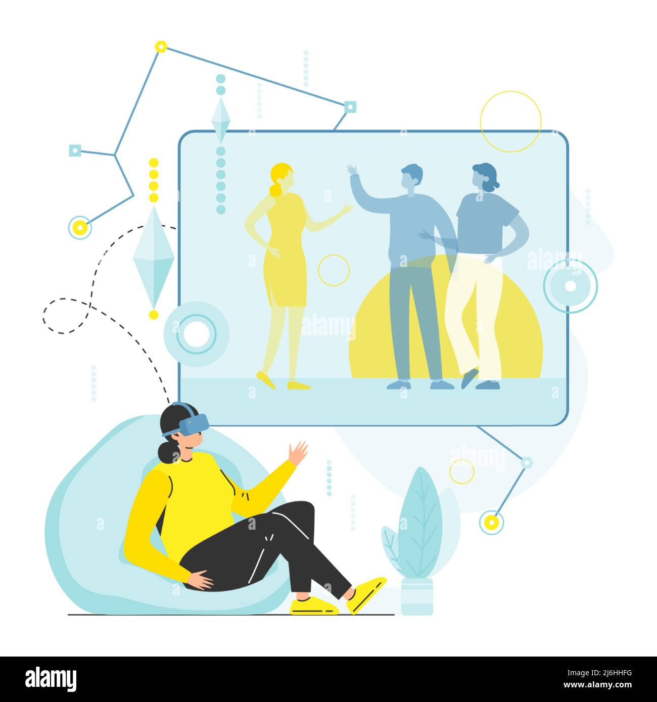 Metaverse vector woman use vr headset for meeting Stock Vector Image ...