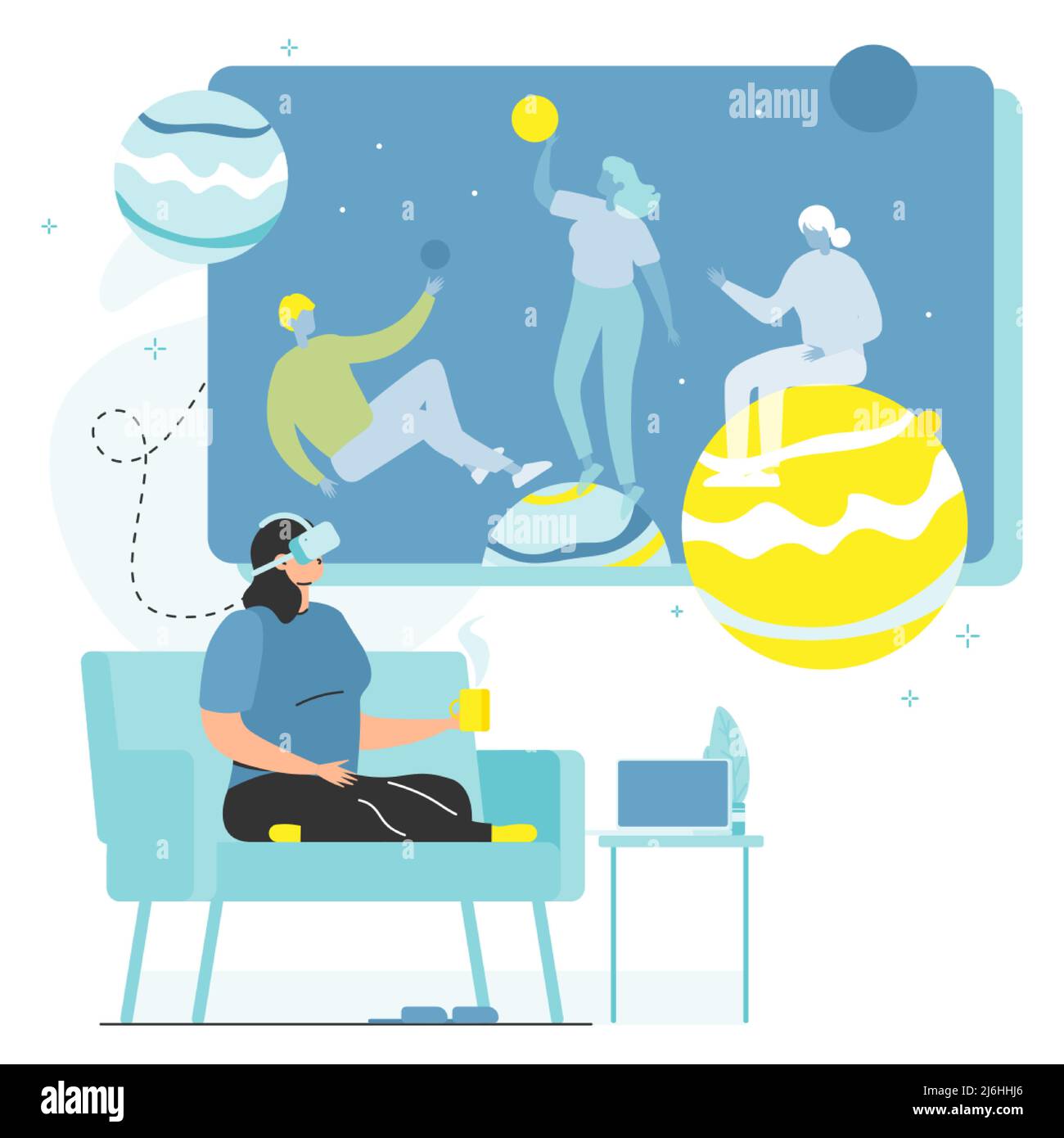 Metaverse vector woman using vr headset for game Stock Vector Image ...