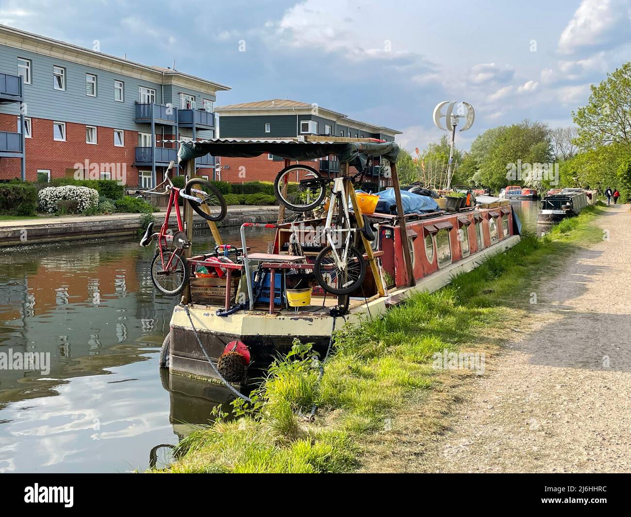 Canal Boat, moored on the Grand Union Canal, Yiewsley, West Drayton ...